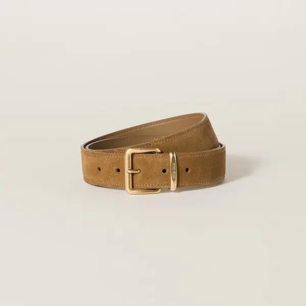 Miu Miu Suede Belt - Olive Green