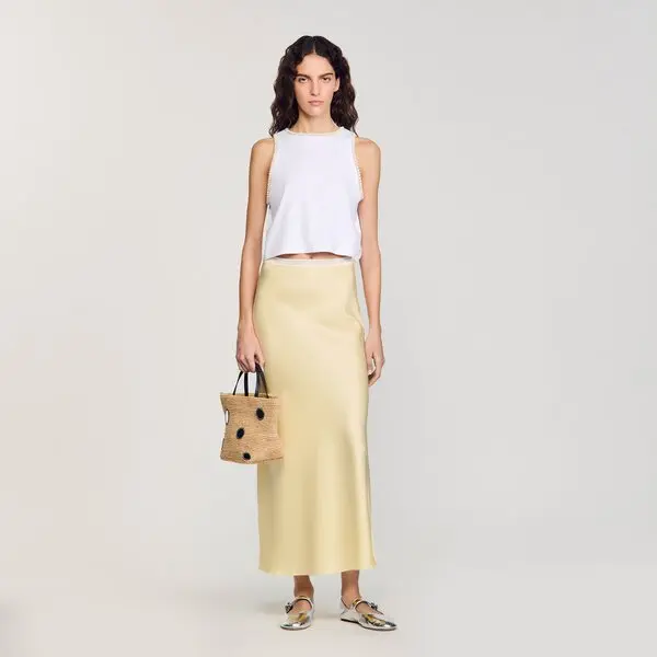 Sandro Beaded Crop Top - Ecru