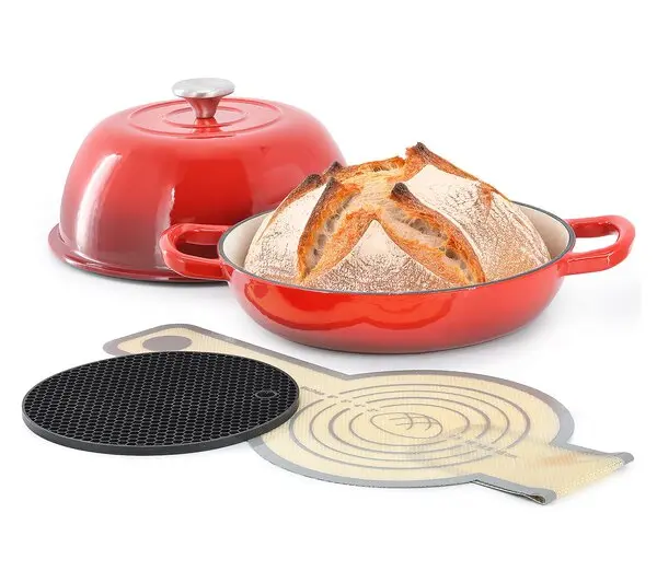 MEGACHEF 6 Quart Enameled Cast Iron Bread Pot W/ Baking Mat
