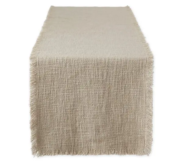 DESIGN IMPORTS Chino Basket Fringe Table Runner 14.5x72.5