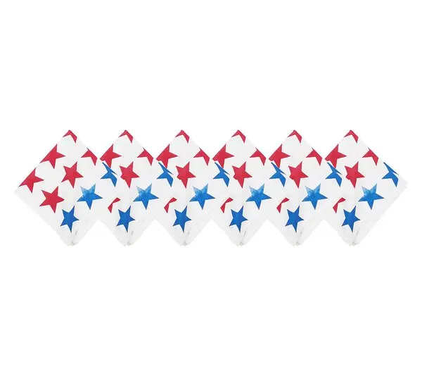 VALERIE PARR HILL Red White & Pow Napkin Set Of 6 Valerie