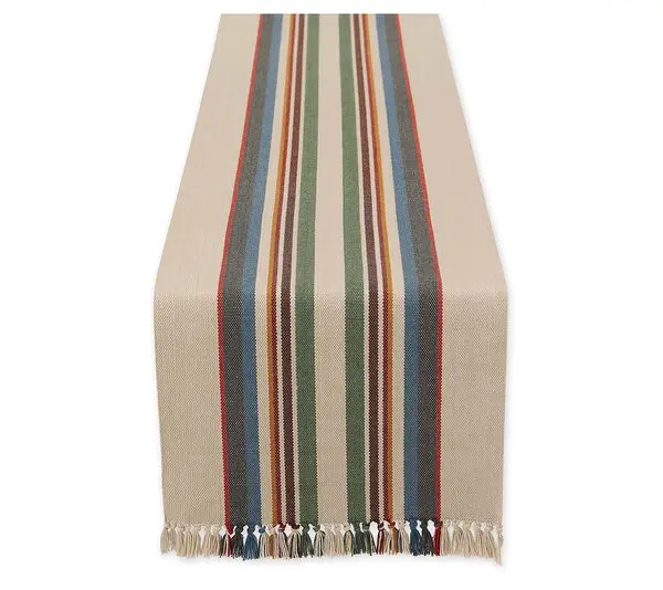 DESIGN IMPORTS Canyon Creek Stripe Fringe Table Runner 14x74
