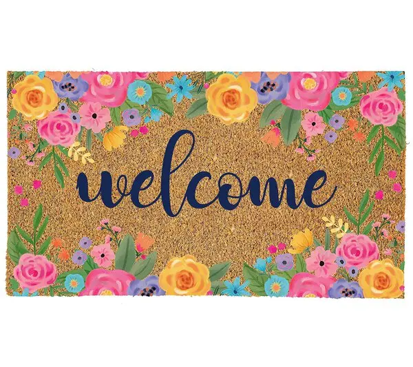 EVERGREEN 30'x18' Spring Blossom Coir Doormat