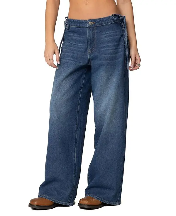 EDIKTED Katt Lace-up Baggy Jeans