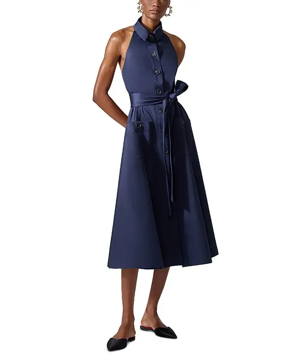 Carolina Herrera Collared Halter Midi Dress - Midnight