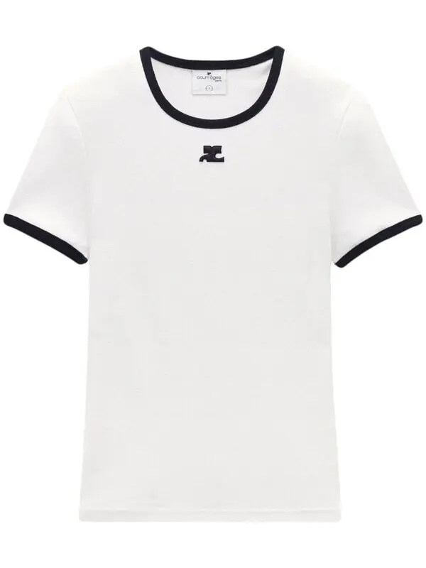 COURREGES Cotton T-shirt With Logo - Black
