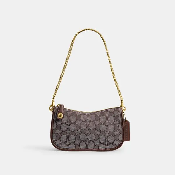 Coach Swinger Bag 20 In Signature Jacquard - Brass/oak Maple