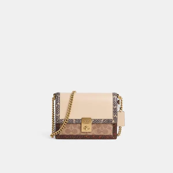 Coach Hutton Shoulder Bag In Signature Canvas With Snakeskin Detail