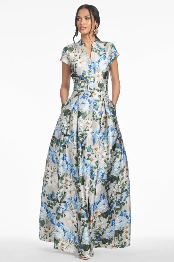 Sachin & Babi Marta Printed Mikado Gown - Floral