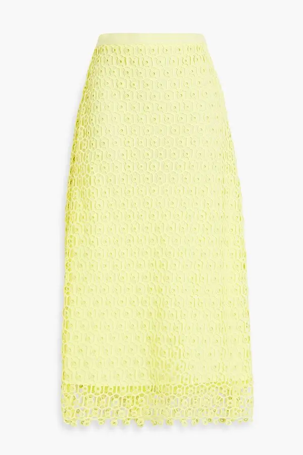 Simkhai Karolina Eyelet-embellished Lace Midi Skirt - Yellow