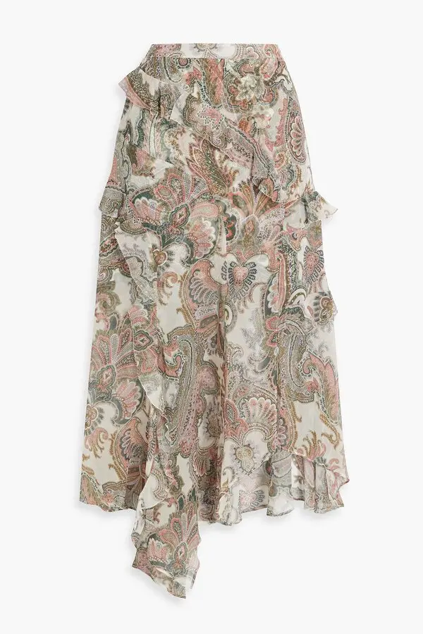 Veronica Beard Eleonora Paisley-print Midi Skirt - Stone