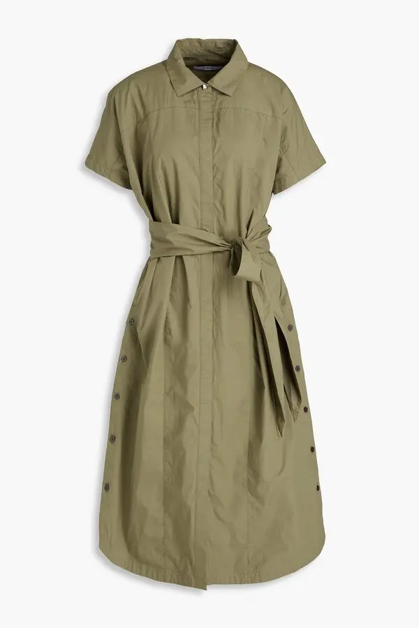 Derek Lam 10 Crosby Mikala Cotton-poplin Midi Shirt Dress - Army Green