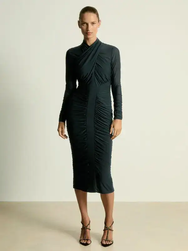 Myla Ruched Bodycon Midi Dress