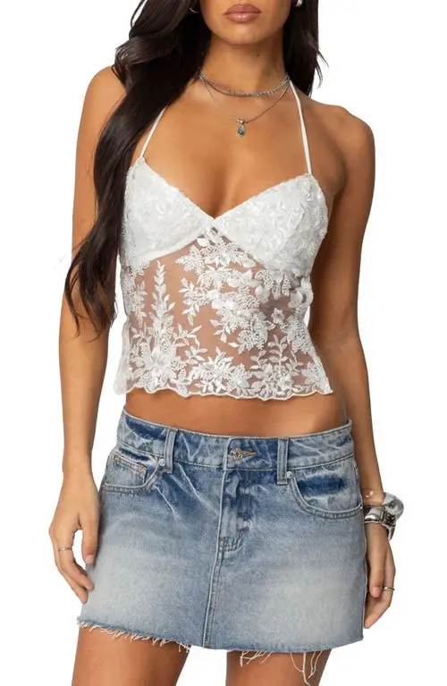 EDIKTED Nyx Sheer Lace Backless Top