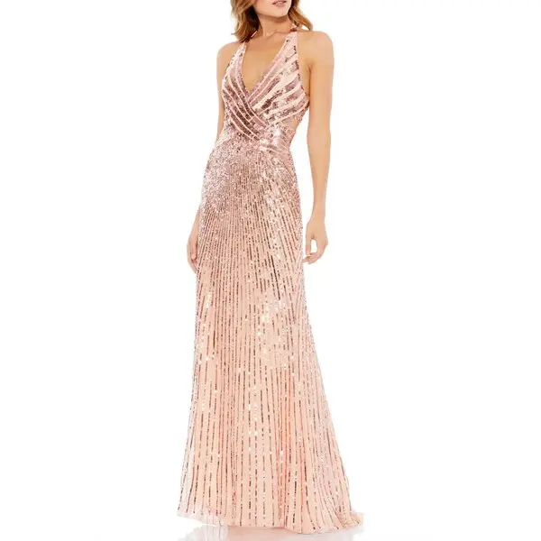 Mac Duggal Hand-embellished Sequin Gown With Cutouts
