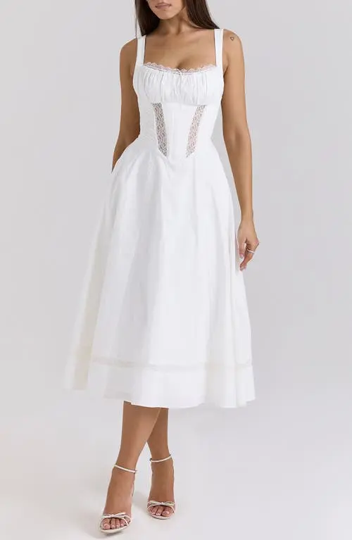 House Of Cb Kim Midi Sundress - Cloud Dancer