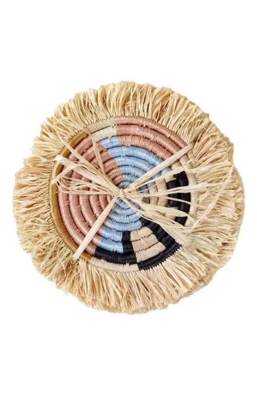 INDEGO AFRICA Abstract Form Fringe Set Of 4 Coasters