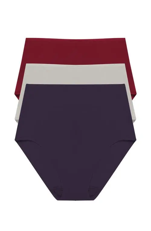 Natori Bliss Bare Cotton High Waist Brief 3-pack - Purple Dusk/smoky/dk Red