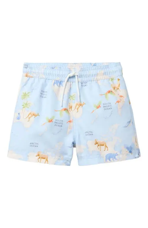Janie And Jack Recycled Animal Map Swim Trunk - Blue