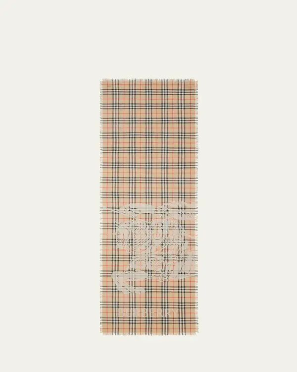 Burberry Rectangular Ekd Check-print Wool Scarf