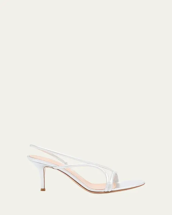 GIANVITO ROSSI Metallic Nappa Strappy Slingback Sandals
