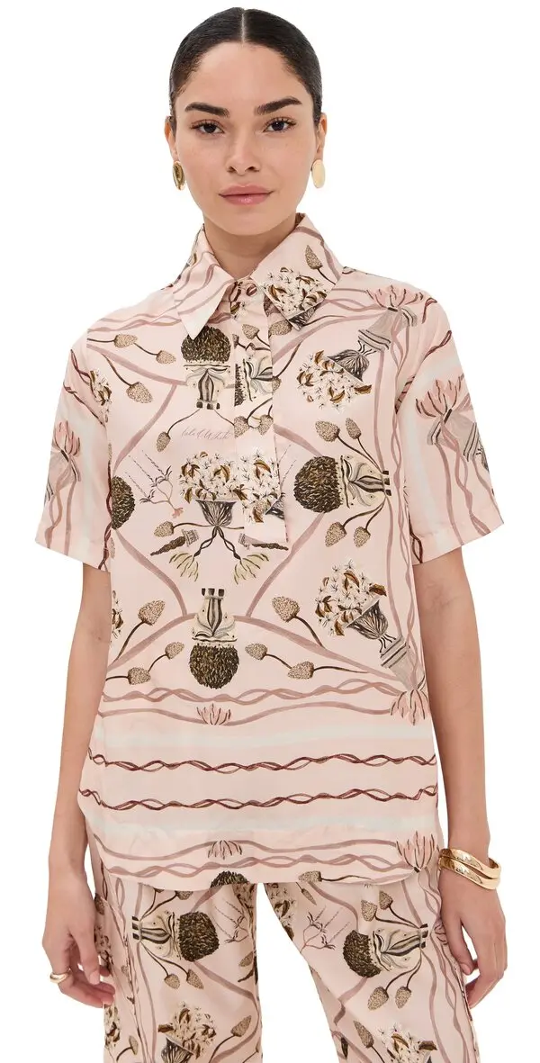 ISLA & WHITE Sol Floral-print Silk Top - Isla Reve