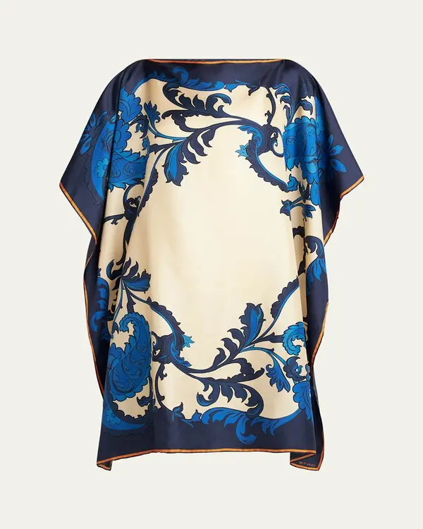 Etro Leaf-print Silk Poncho