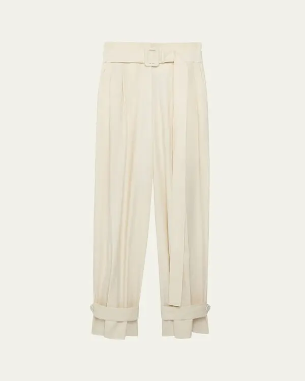Another Tomorrow Belted Wide-leg Trousers