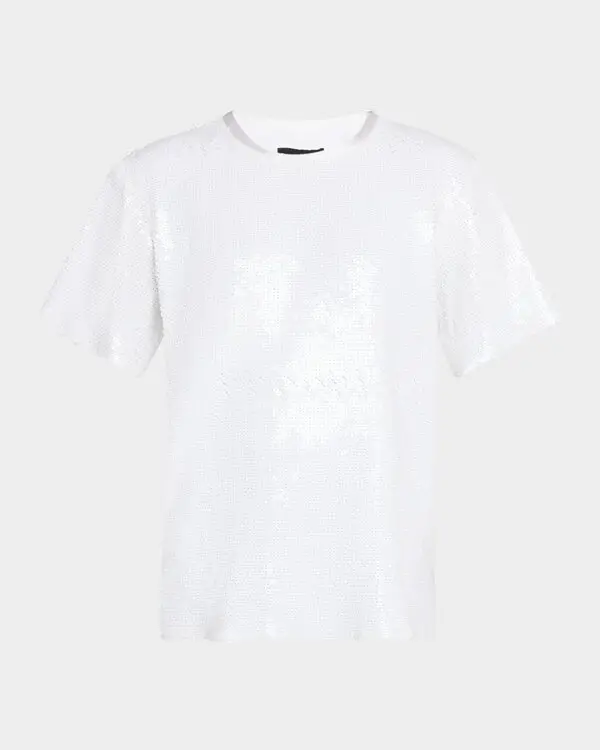 SERGIO HUDSON Sequin-embellished T-shirt