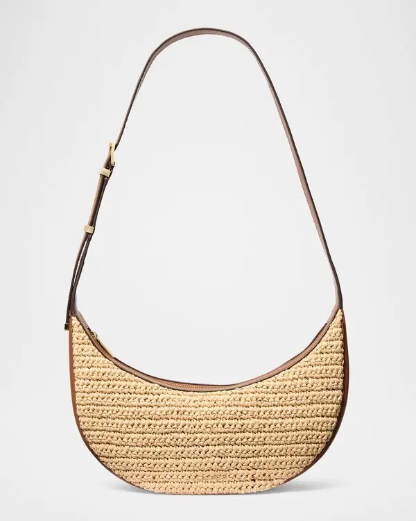 Michael Kors Avra Medium Raffia-textured Crossbody Bag