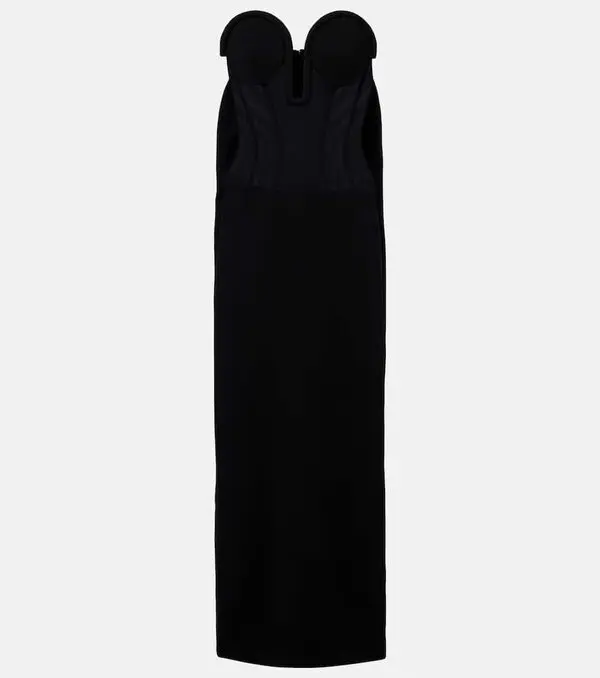Jean Paul Gaultier Crêpe And Tulle Corset Maxi Dress