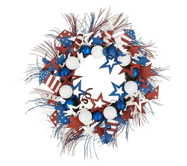 NORTHLIGHT Glittered Stars And Rockets Patrioti C Wreath 22