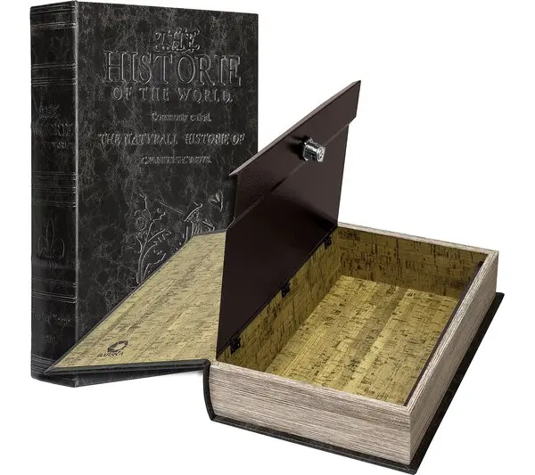 BARSKA Large Antique Book Lock Box With Key Loc K