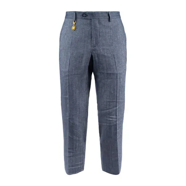 MANUEL RITZ Cotton Linen Chevron Trousers