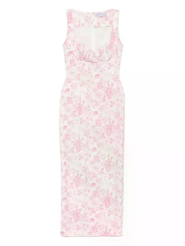 ROWEN ROSE Rose-print Maxi Dress