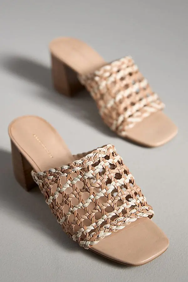 Anthropologie Woven Block-heel Mule Sandals - Neutral Pattern