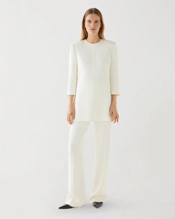 Veronica De Piante Ambar Tunic In Stretch Viscose Crepe - Off-white