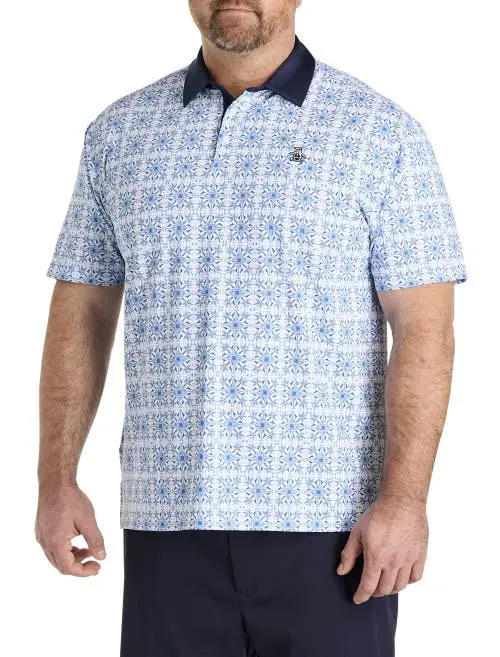 ORIGINAL PENGUIN Big & Tall Pete's Cocktail Windowpane Patterned Polo Shirt - Bright White