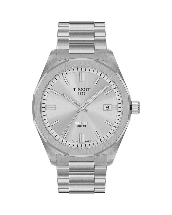 TISSOT Prc100 Solar 39mm Watch - Silver/silver