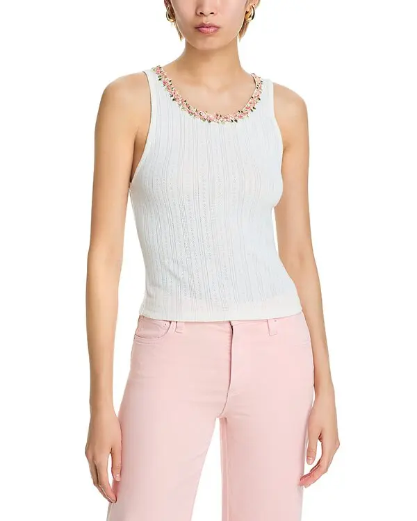 Alice + Olivia Allen Rose Trim Tank Top