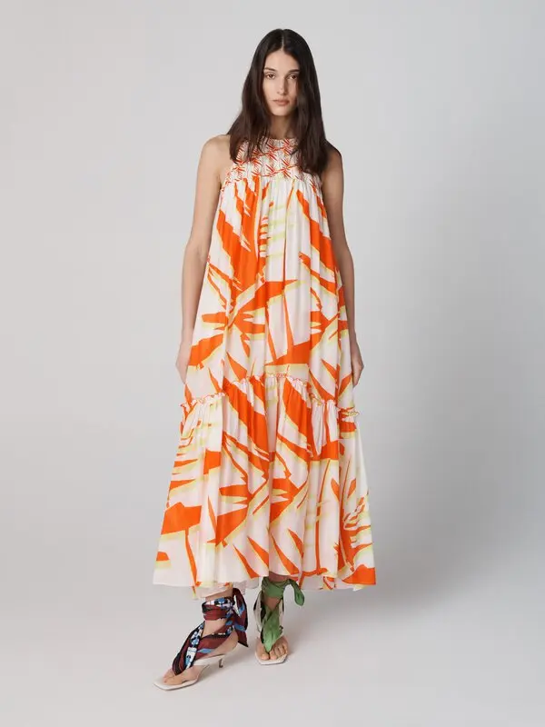 Diane Von Furstenberg Melisse Maxi Dress - Giant Palm Geo Orange