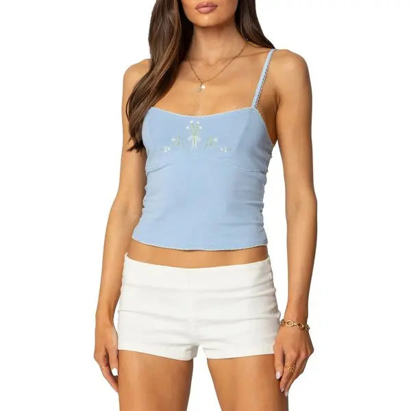 EDIKTED Floral Embroidered Camisole - Light-blue