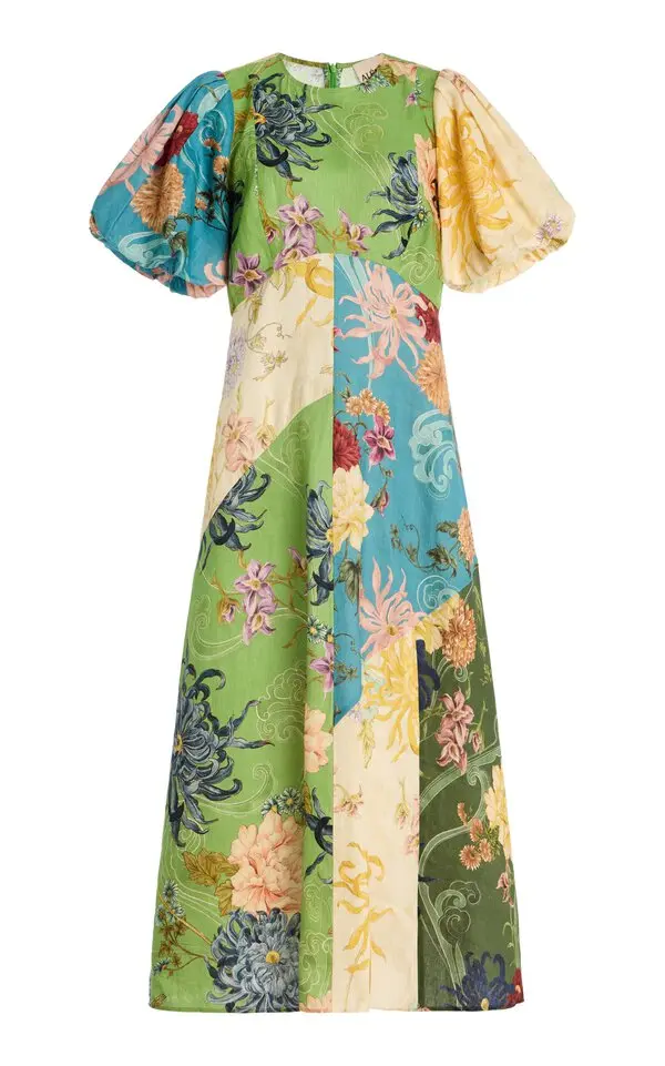 ALEMAIS Avery Spliced Linen Midi Dress - Multi