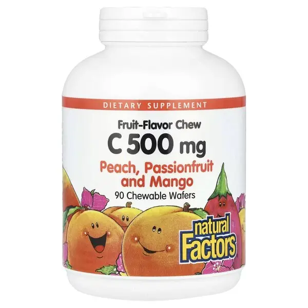 NATURAL FACTORS C500mg Peach Passionfruit Mango 90 Tablets