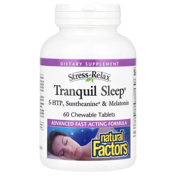 NATURAL FACTORS Tranquil Sleep Chewable Tablets Tropical Flavor 60 Tablets