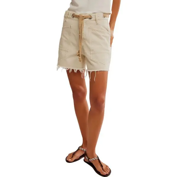 Free People Moxie Belted Drawstring Denim Shorts