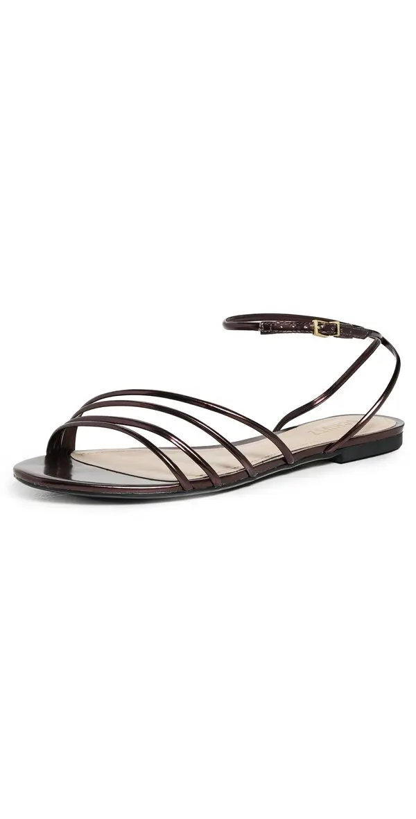 Schutz Inez Leather Flats - Dark Brown