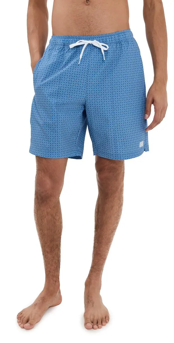 RHONE R & R Swim Trunks 7.5 - Sapphire Blue Micro Geo