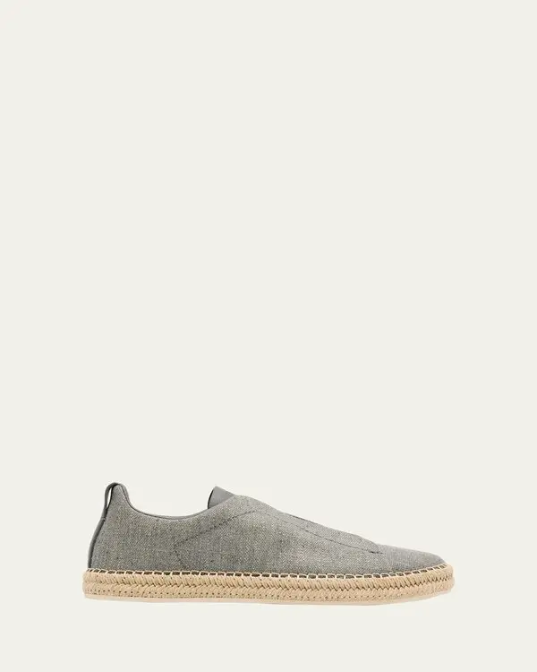 Zegna Linen-blend Triple Stitch Espadrilles - Medium Grey