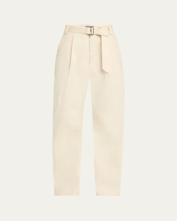 Christopher John Rogers Patch-pocket Barrel-leg Belted Trousers